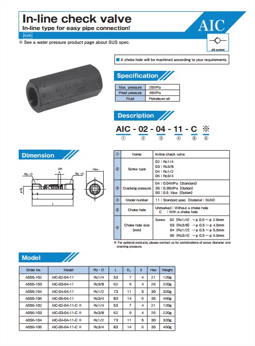 Nandee › IN-LINE CHECK VALVE
